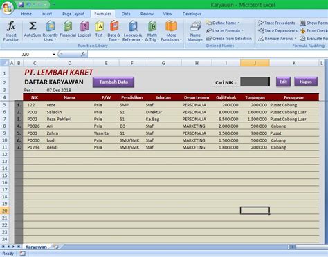 cara membuat data karyawan menggunakan vba excel blog nurul jannah