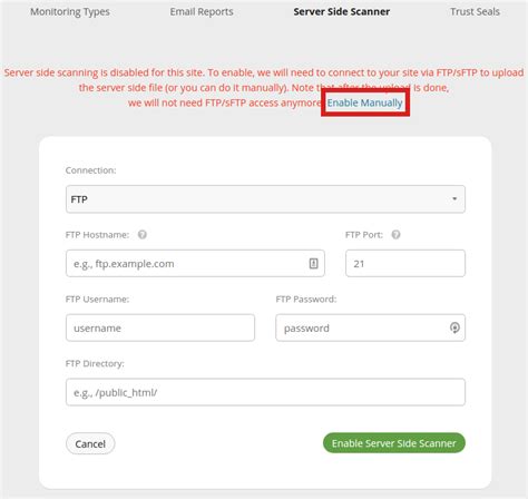 setup the server side scanner in sucuri inmotion hosting support center