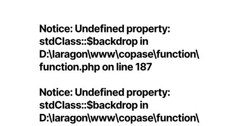 notice undefined property stdclass backdrop in d laragon