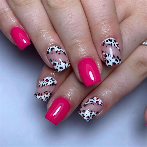 Glossy Leopard Print Nail With Pink Leopard Print Nail Art K4 Fashion