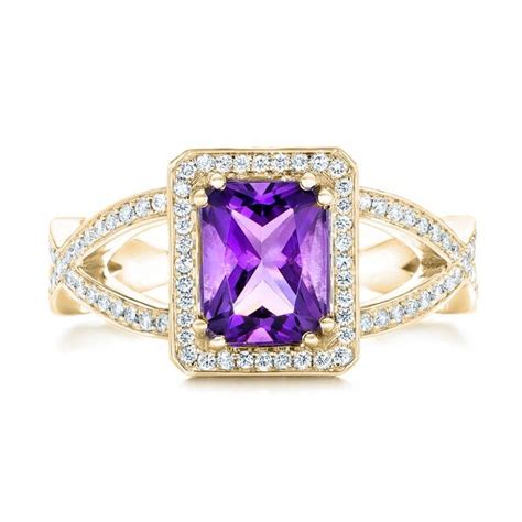 14k Yellow Gold Custom Amethyst And Diamond Engagement Ring 102449