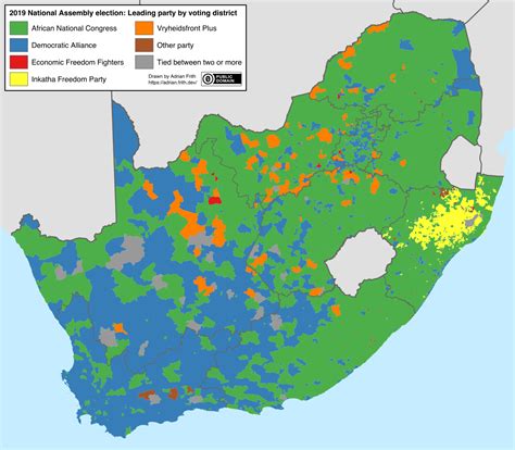 2019 South African General Election Leading Party By Voting District
