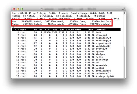linux how to display meminfo in megabytes in top unix and linux
