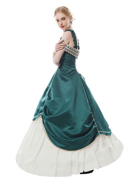 中世 ドレス 女性用 プリンセス 貴族ドレス グリーン ヴィクトリア風 マルディグラ レトロ ヨーロッパ 宮廷風 中世 ドレス・貴族ドレス