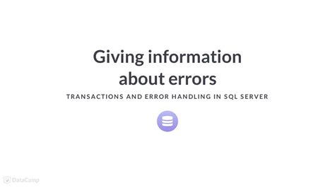 sql server tutorial giving information about errors