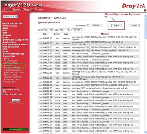 capturing logs draytek faq