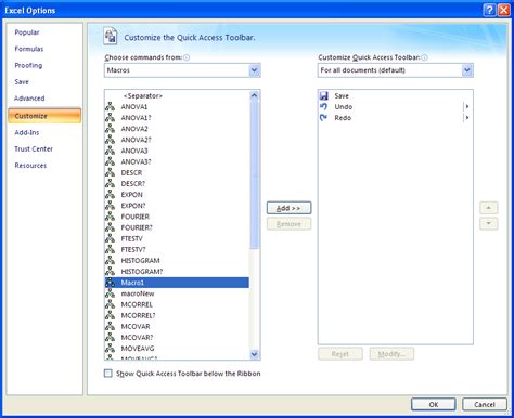 excel assign a macro to a toolbar