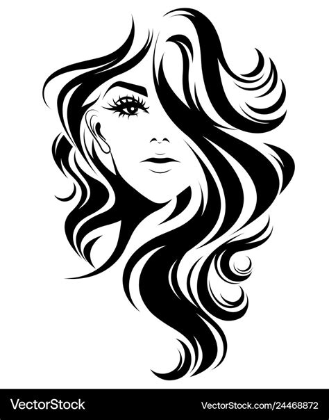 Women Long Hair Style Icon Logo On White Vector Image