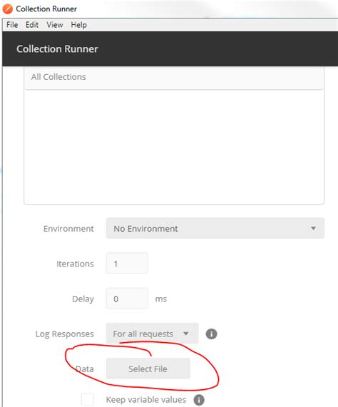 how to loop thru each row in the data file in postman