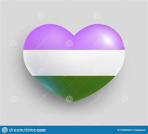 Genderqueer Pride Flag Of Heart Shape Glossy Badge Stock Vector