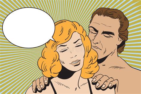People In Retro Style Pop Art Loving Couple Stock Vector