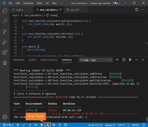 zephyr rtos and nordic nrf52 dk debugging unit testing project