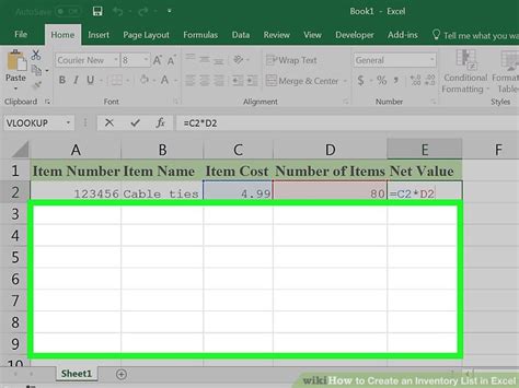 how to create an inventory list in excel with pictures