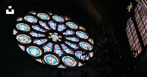 A Large Stained Glass Window In A Church Photo Free Building Image On