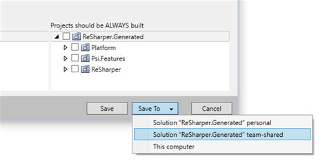 project level features and resharper build features resharper