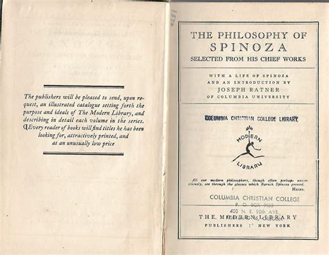 The Philosophy Of Spinoza Selected From His Chief Works