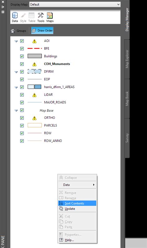 solved map 3d data connection list sort autodesk community