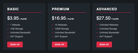 build a 3 column pricing table layout with css flexbox