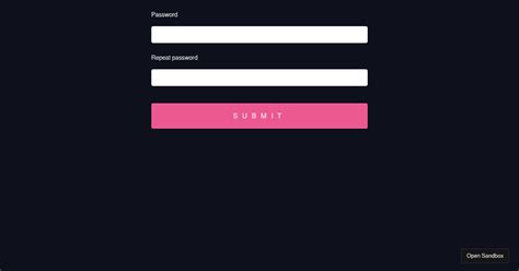 react hook form password match check standard validation codesandbox