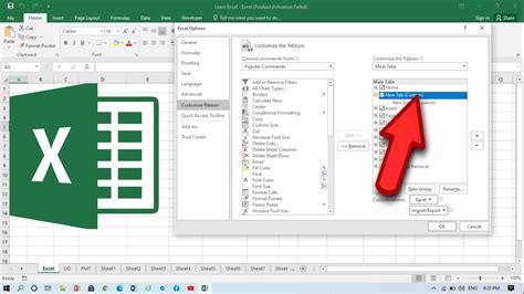 how to add custom tab in excel 2016 youtube