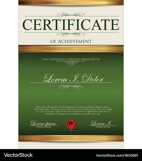 Green Certificate Template Royalty Free Vector Image