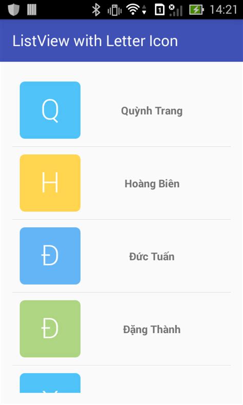 listview with a letter in icon like gmail android learn