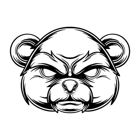 Angry Bear Face Drawing