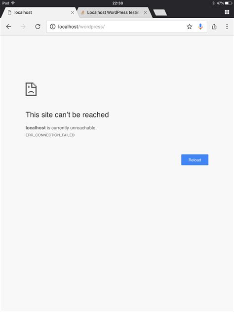 php testing localhost wordpress site over lan with ipad