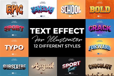 3d Text Effect Style Set For Illustrator Design Cuts