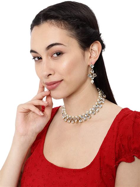 Zaveri Pearls Gold Tone Traditional Kundan And Pearls Necklace Set For