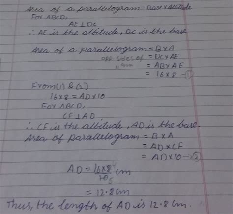 In The Given Figure Abcd Is A Parallelogram Ae Dc And Cf Ad If Ab
