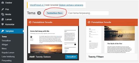 tutorial wordpress 2 dashboard wordpress instal thema dan plugin