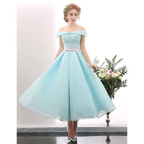 Australia Cocktail Party Dress Pool A Line Off The Shoulder Tea Length