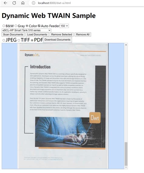 how to scan documents from escl scanners in web applications