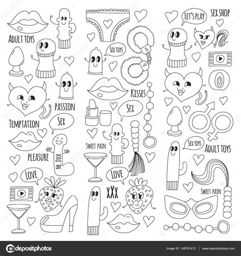 Doodle Humorous Vector Sextoys For Sex Shop Internet Shop Dildo Sex