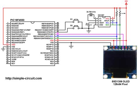 pic18f4550 real time clock with ds1307 and ssd1306 display simple