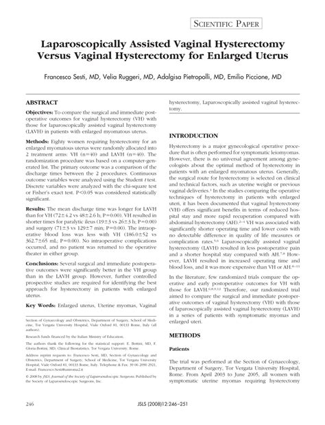 Pdf Laparoscopically Assisted Vaginal Hysterectomy Versus Vaginal