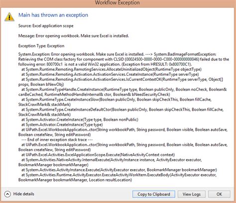 excel application scope error opening workbook make sure excel is