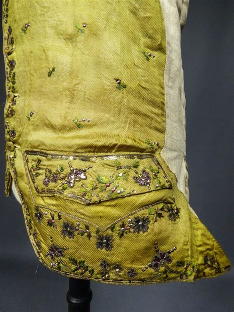 Detail Pockets Ourt Waistcoat France Ca 1760 Golden Silk Ottoman