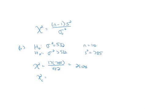 Solved Find The Test Statistic 𝜒2 For The Hypothesis Test A H0 𝜎2