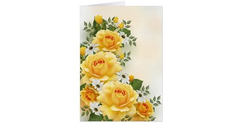 Yellow Roses With White Daisies Card Zazzle
