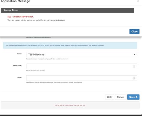 getting 500 internal server error message while sending any command to