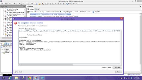 sas eg cant connect to local server sas support communities