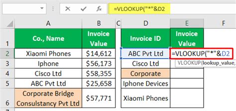 vlookup partial match how it works with examples