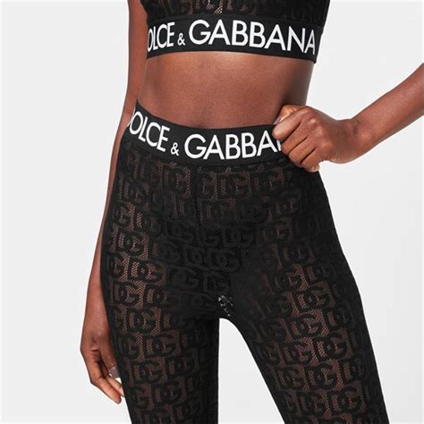 Dolce And Gabbana Sheer Dg Leggings Women Black N0000 Flannels