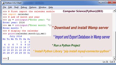 how to import export database in wamp server install wamp python