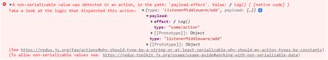 a non serializable value error after dispatching addlistener action