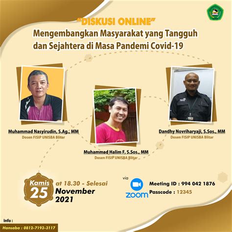 Diskusi Online Mengembangkan Masyarakat Tangguh Dan Sejahtera Di Masa