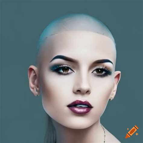 Portrait Of A Stylish College Woman With Shaved Head On Craiyon