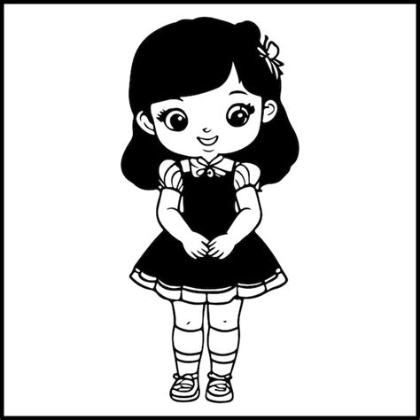 Premium Vector Vector A Vector Of Cute Girl Outline Design
